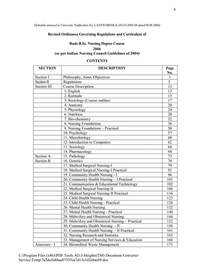 Revised B. Sc. Nursing Syllabus | PDF