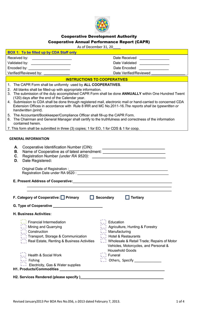 Revised CAPR Form 2012 | PDF