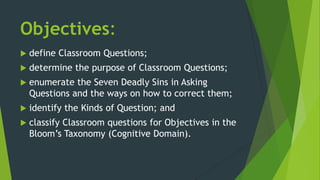 Revised classroom question presentation | PPTX