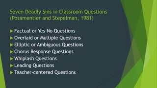 Revised classroom question presentation | PPTX