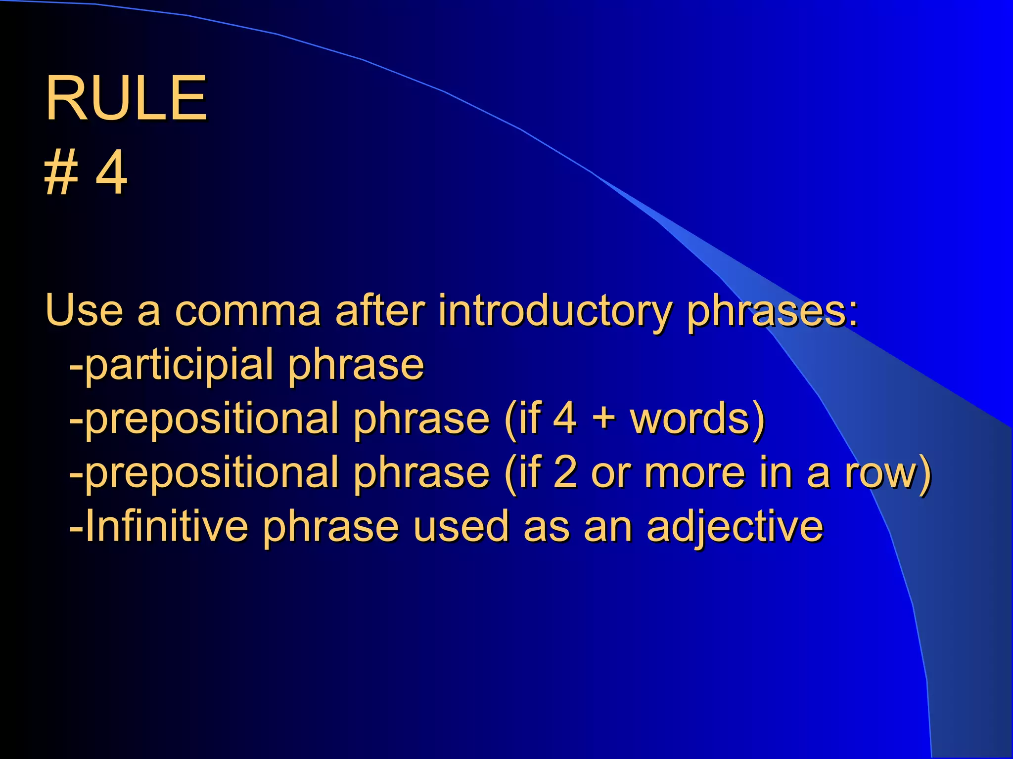 commas rule !! | PPT