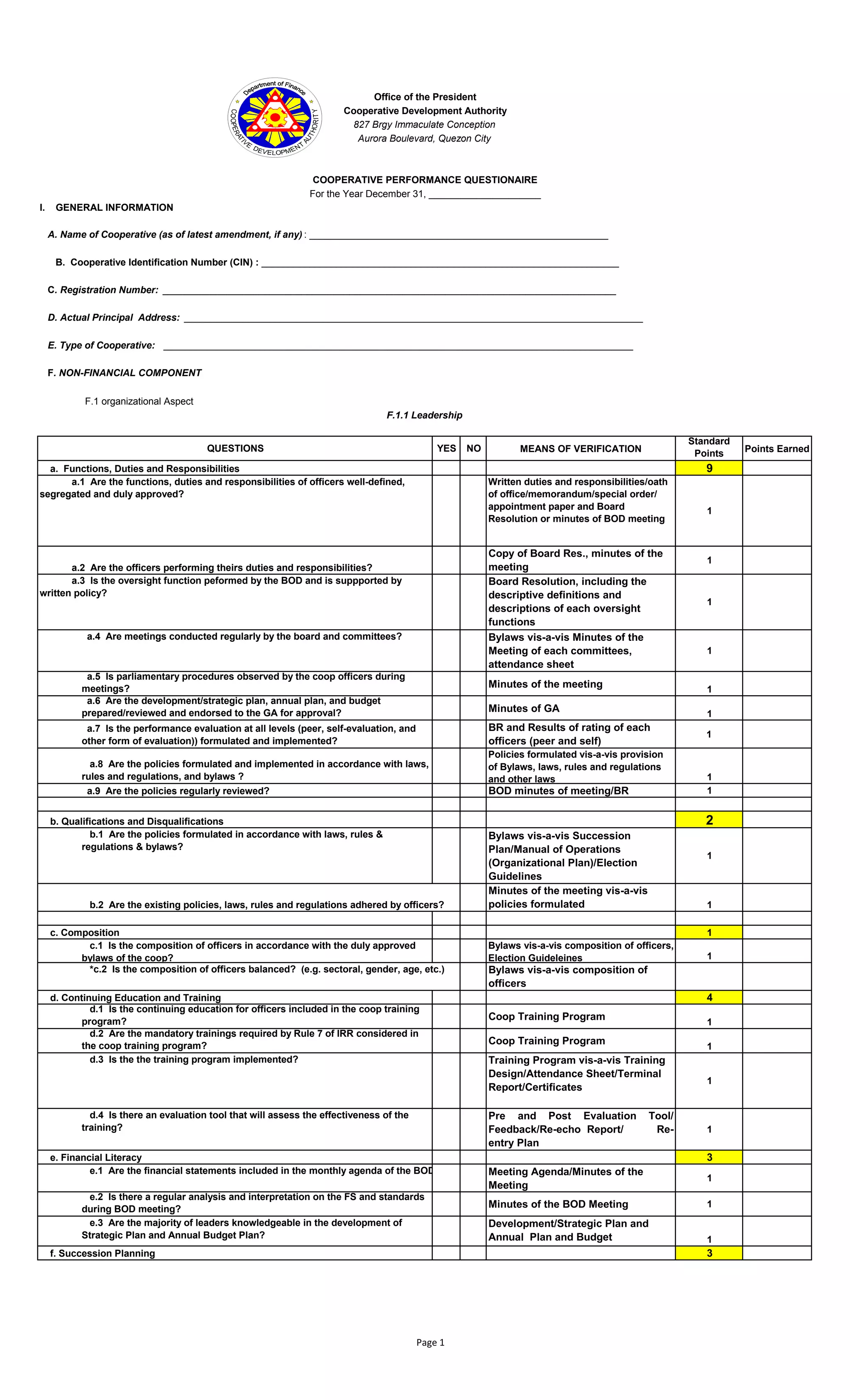 Revised Copy of Final Coop Performance Standard Instrument 12302012 (2 ...