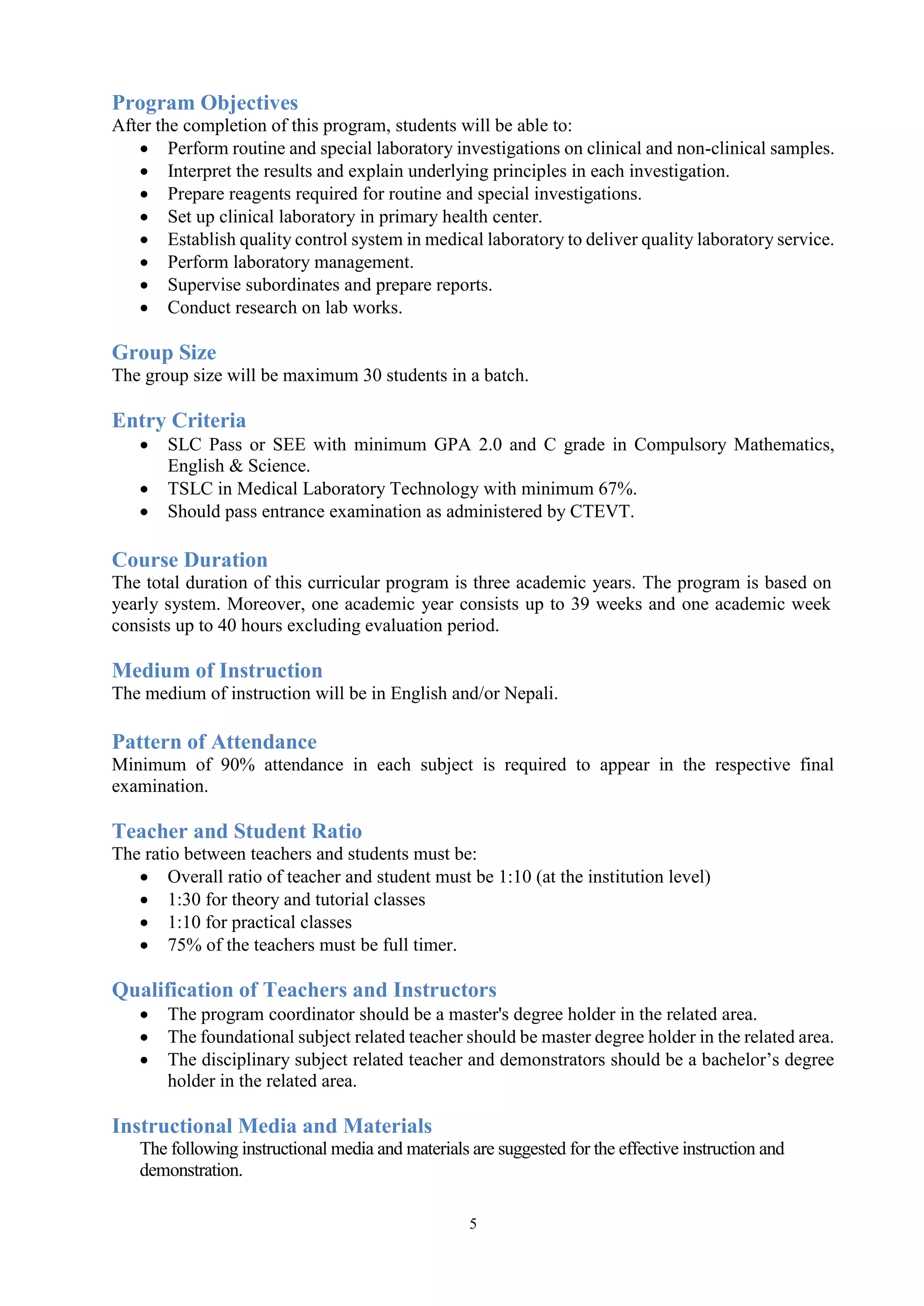 Revised Curriculum of Certificate in Medical Laboratory Technology(CMLT) by CTEVT 2019 | PDF