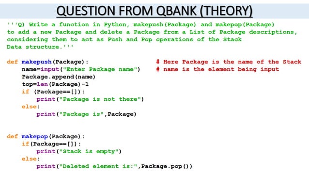 Revised Data Structure Stack In Python Xii Cspdf