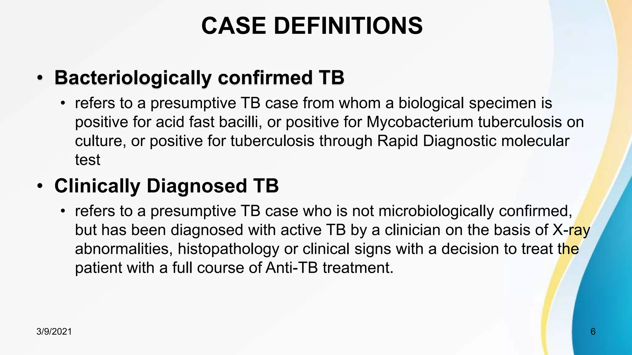 Revised definitions of tb cases and management as per ntep | PPTX