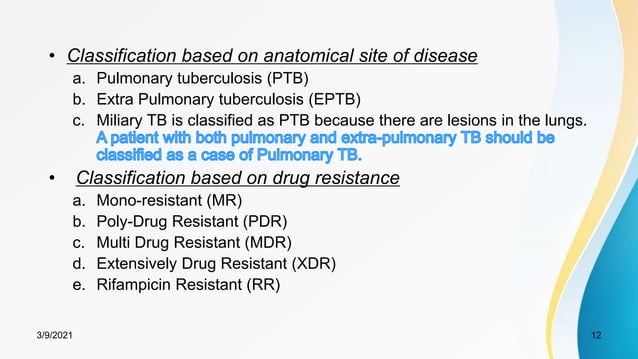 Revised definitions of tb cases and management as per ntep | PPTX