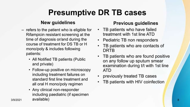Revised definitions of tb cases and management as per ntep | PPTX