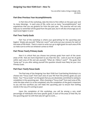 Designing Your Best Year Ever! Goal Setting Workshop | PDF ...