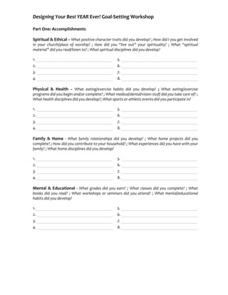 Designing Your Best Year Ever! Goal Setting Workshop | PDF ...