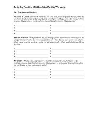 Designing Your Best Year Ever! Goal Setting Workshop | PDF ...