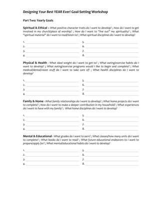 Designing Your Best Year Ever! Goal Setting Workshop | PDF ...