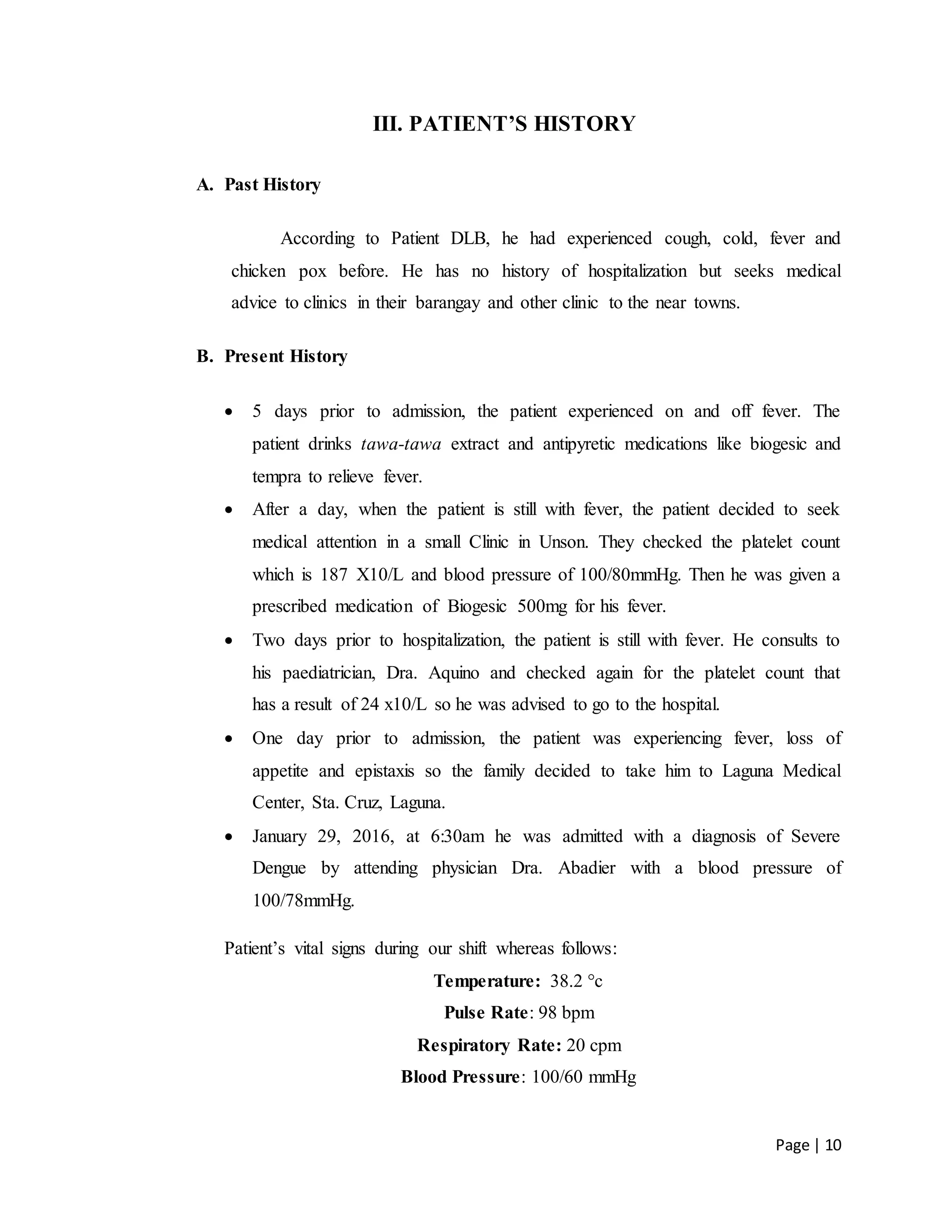 Dengue Hemorrhagic Fever- Case Study | DOCX