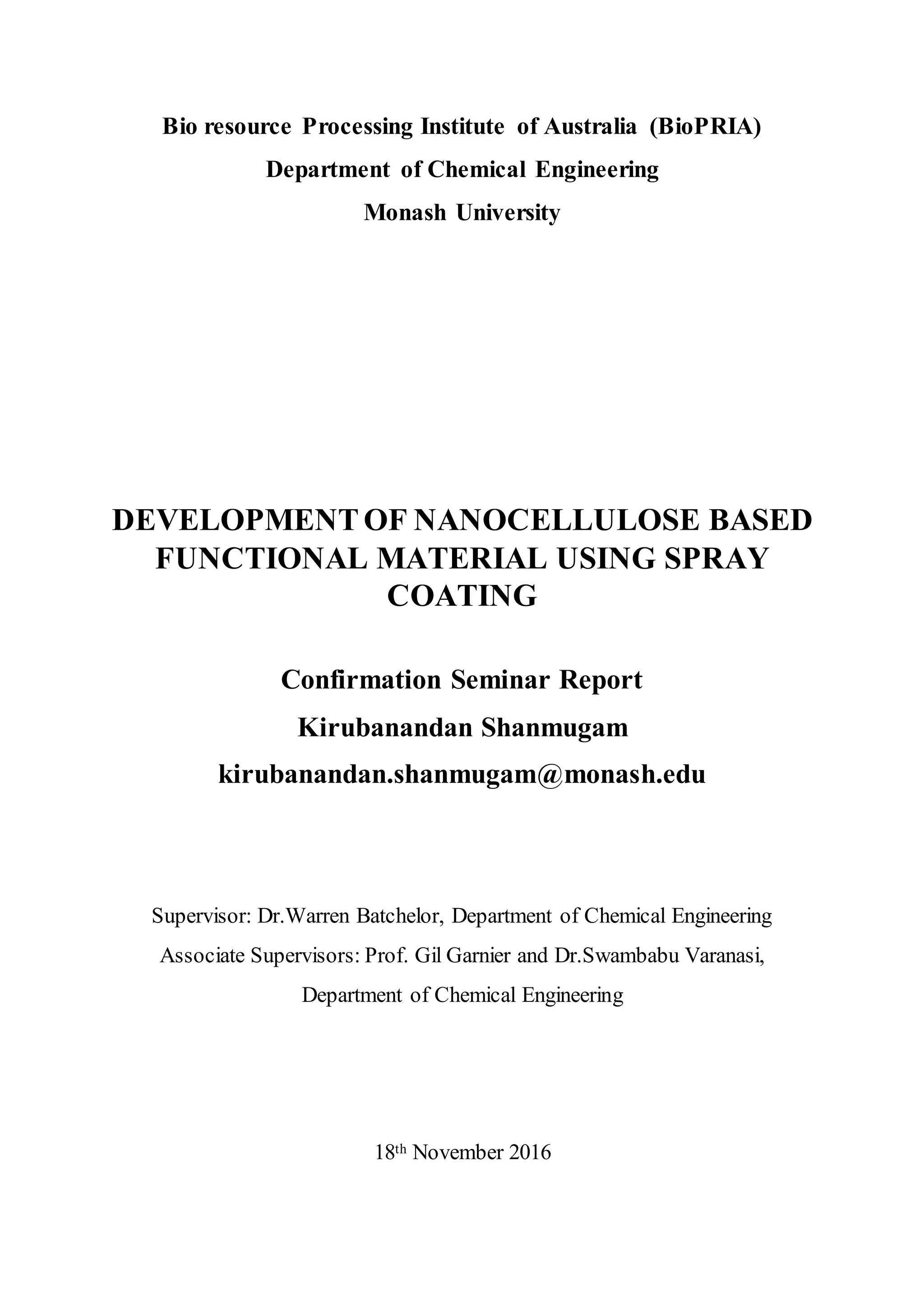 Developing nanocellulose films via spray coating | DOCX