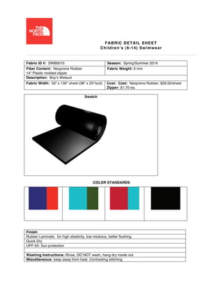 The North Face New Line Development Fabric Detail Sheet | PDF