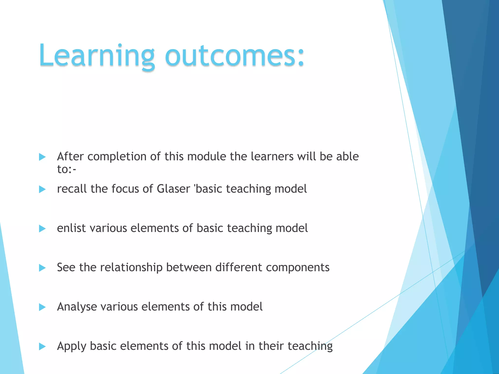 Revised glaser teaching model | PPTX