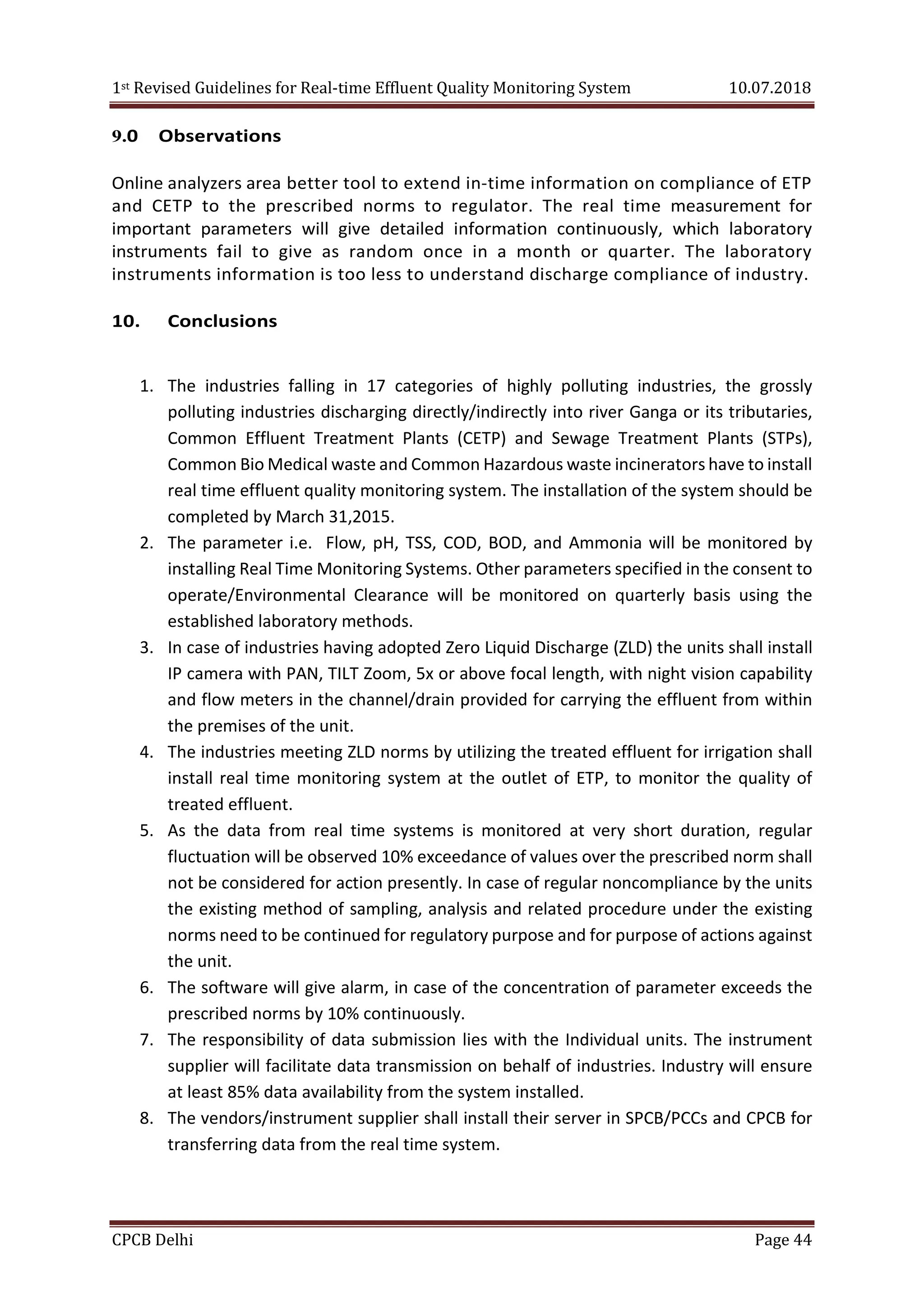 Revised Guidelines for Real-time Effluent Quality Monitoring System ...