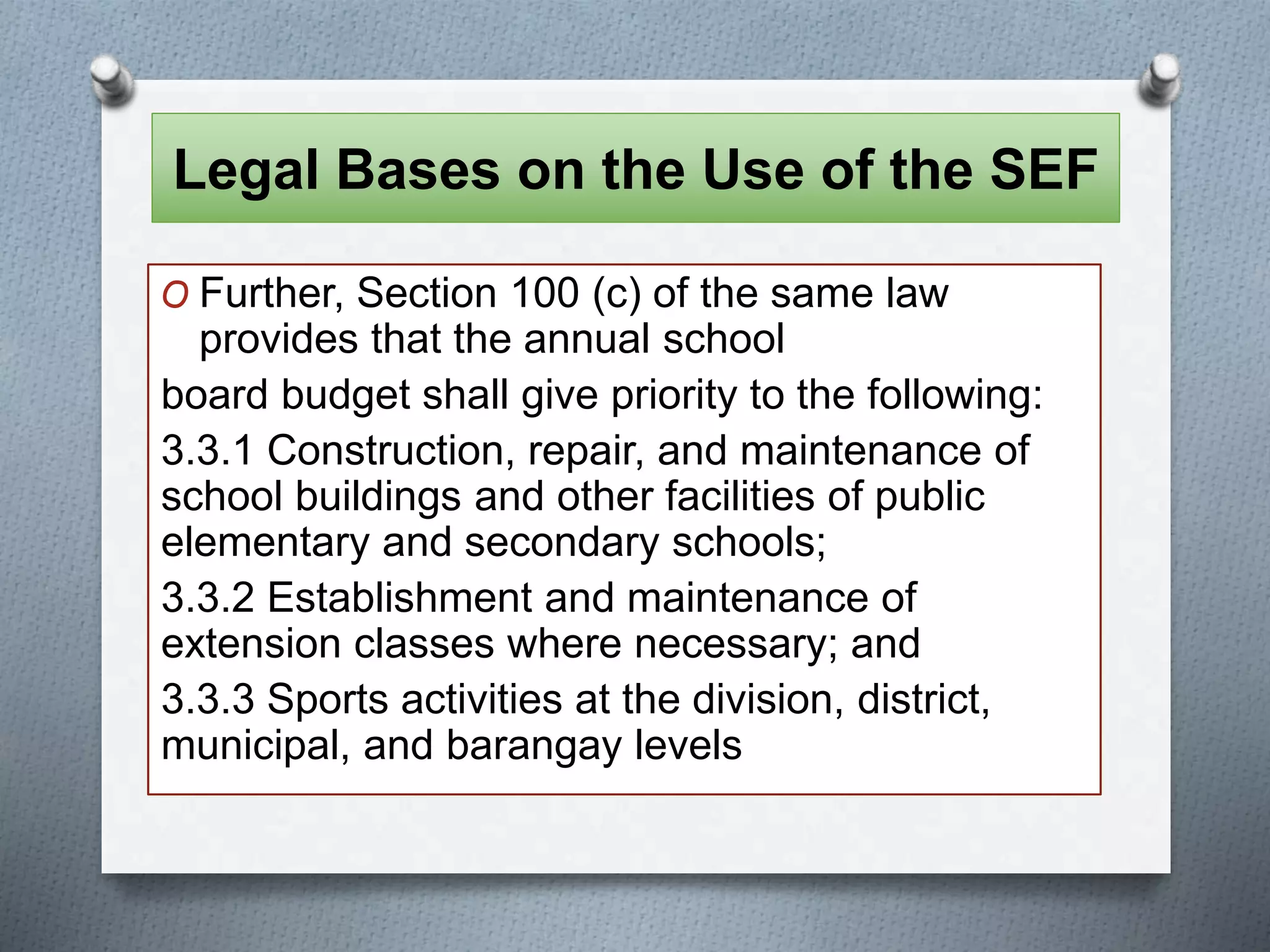 Revised guidelines on the use of the Special Education Fund | PPTX