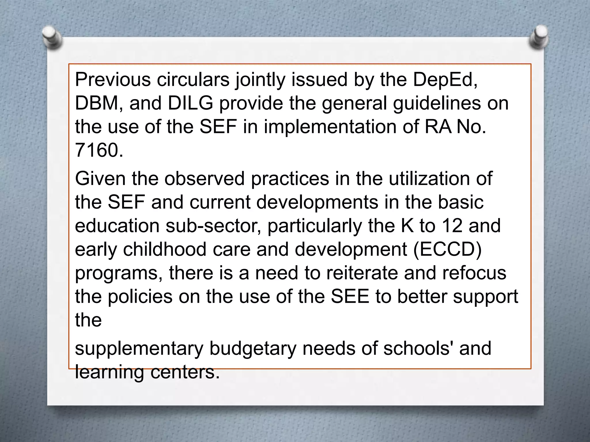 Revised guidelines on the use of the Special Education Fund | PPTX