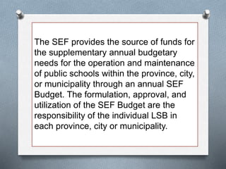 Revised guidelines on the use of the Special Education Fund | PPTX