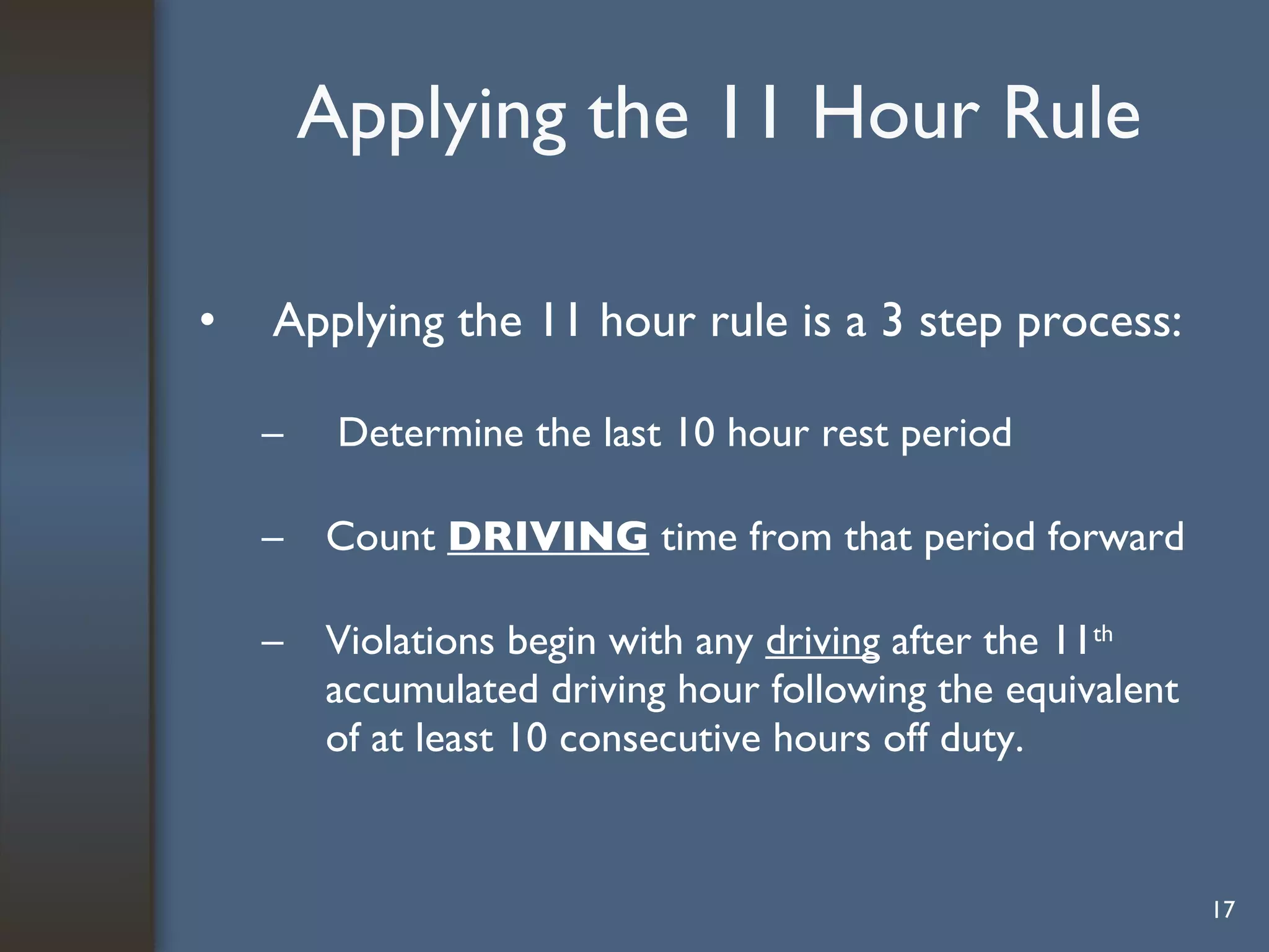 Revised Hours Of Service Training For Drivers | PPT