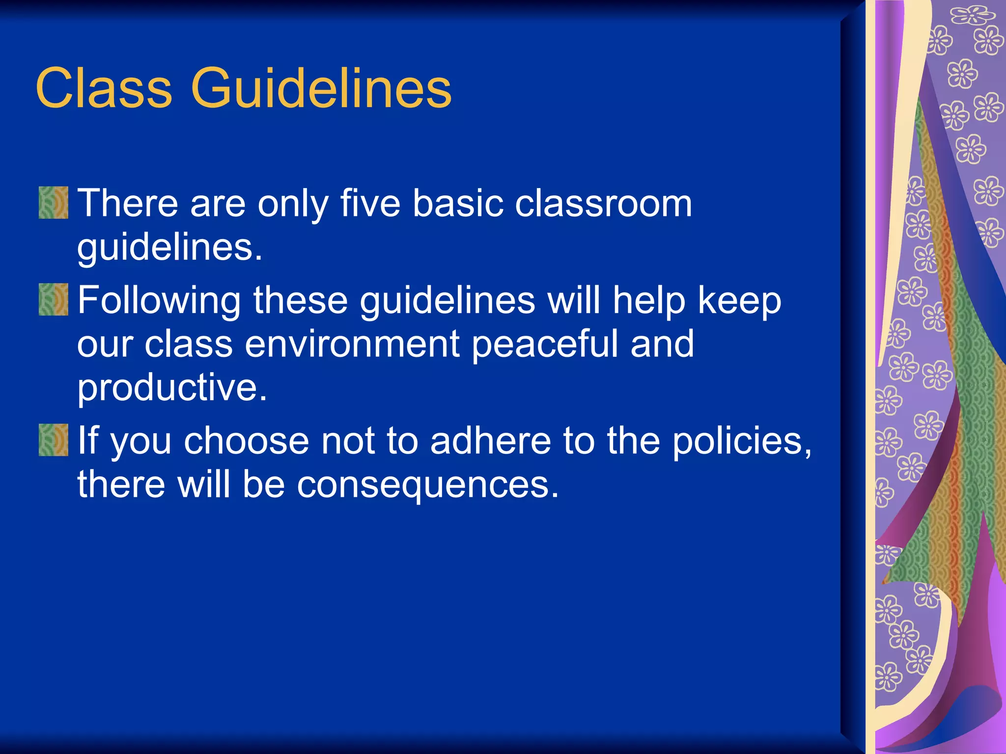 Grade 6 Classroom Guidelines | PPT