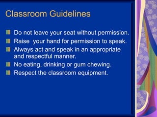 Grade 6 Classroom Guidelines | PPT