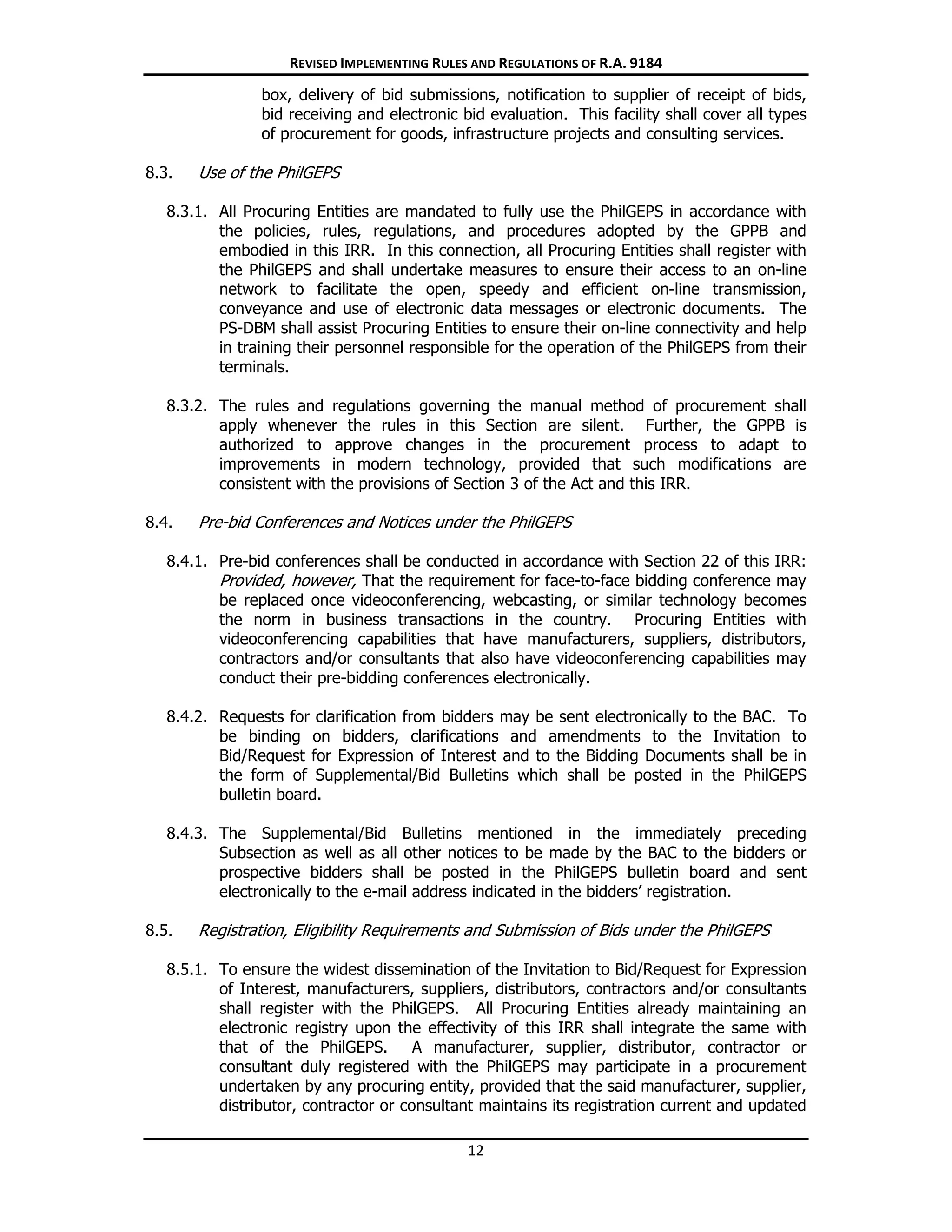 Revised irr.ra9184 2009 | PDF