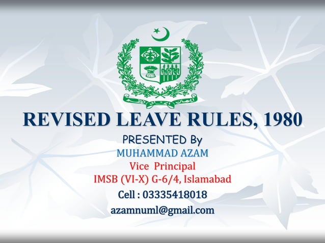 Revised Leave Rules 1980.ppt | Medical Health