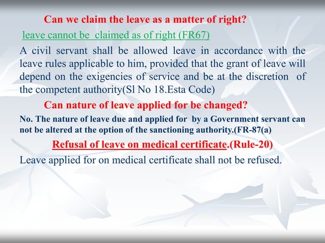 Revised Leave Rules 1980.ppt | Medical Health
