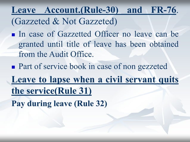 Revised Leave Rules 1980.ppt | Medical Health