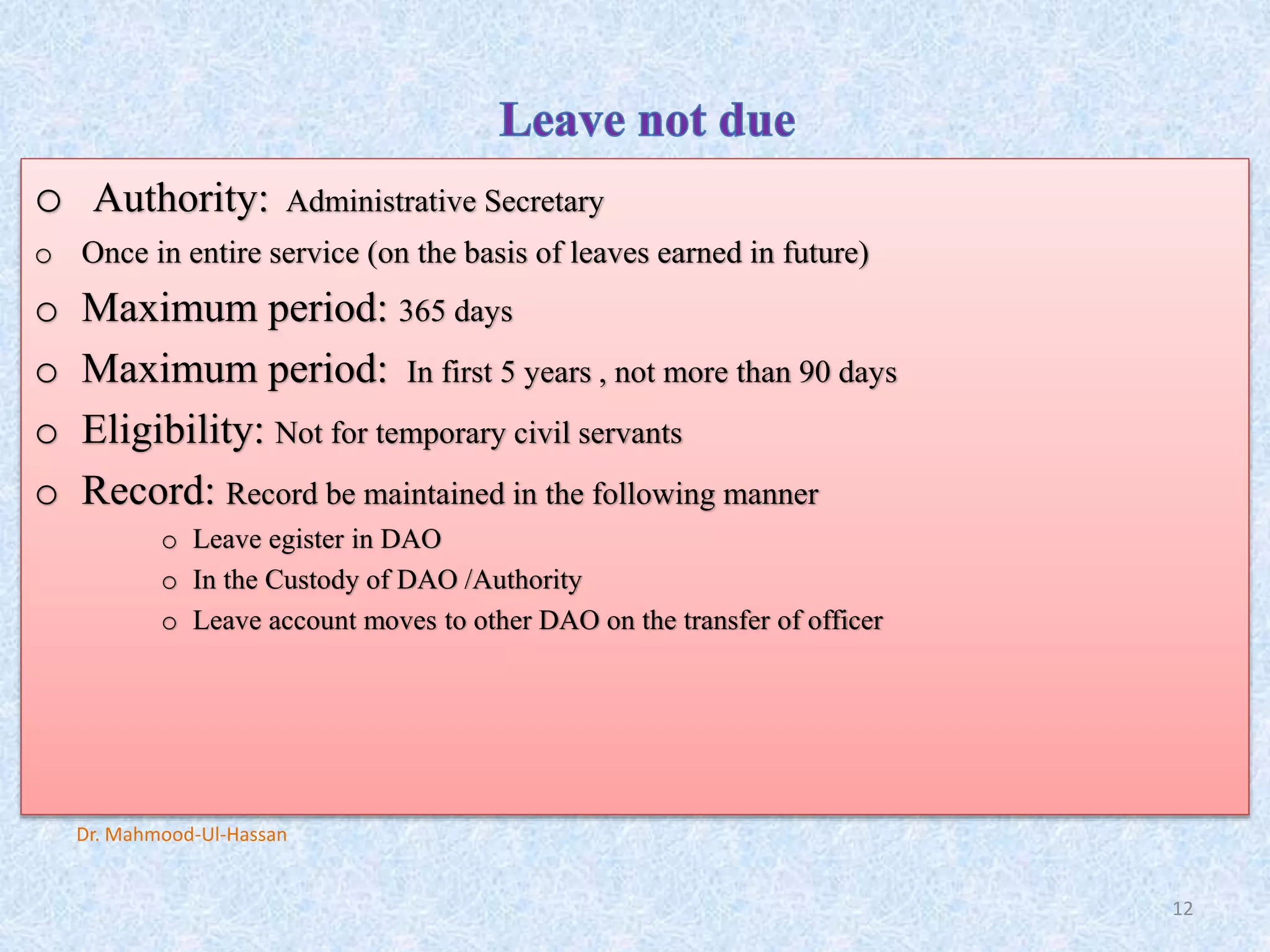 Revised leave rules1981 final | PPTX