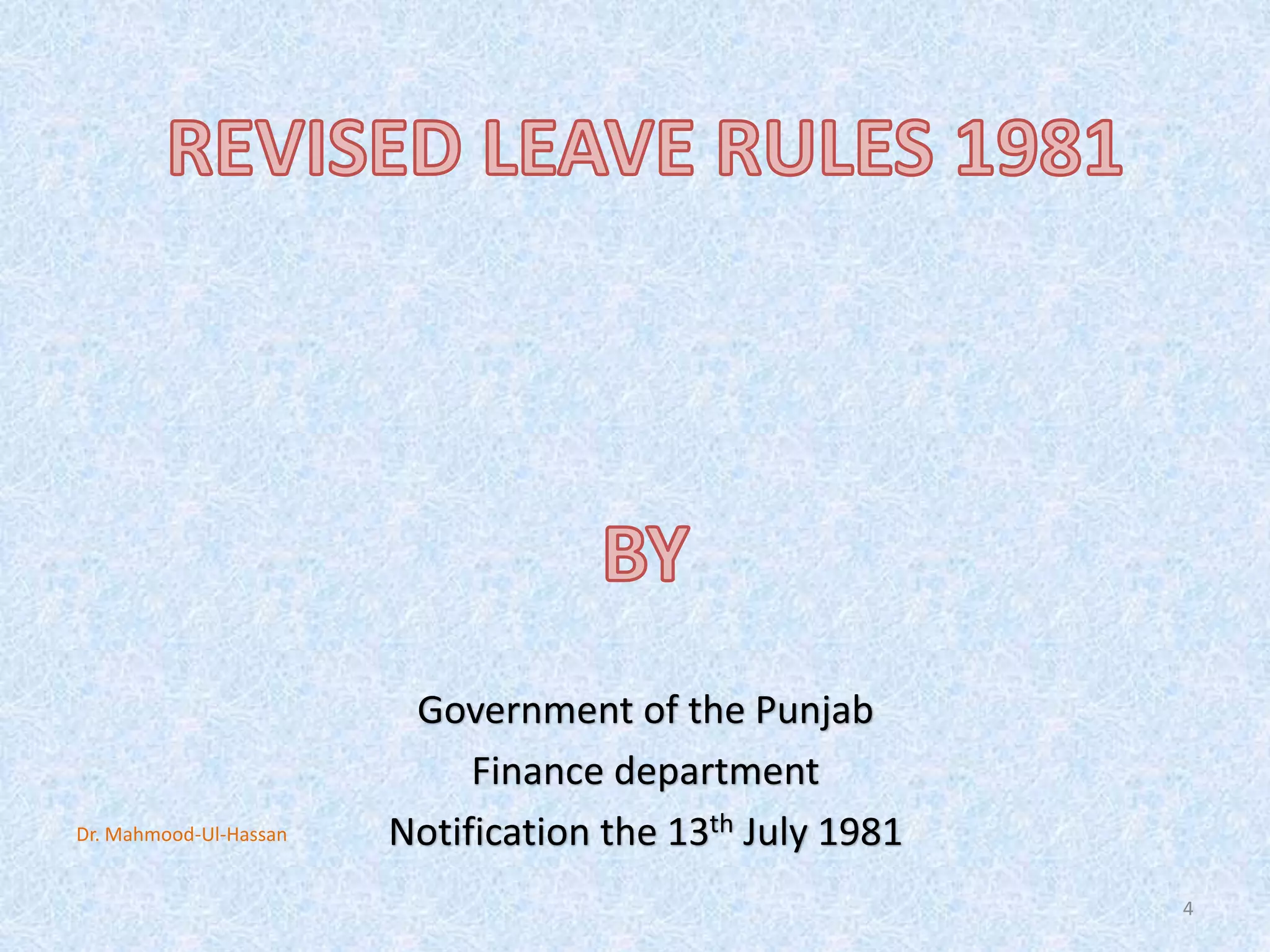Revised leave rules1981 final | PPTX