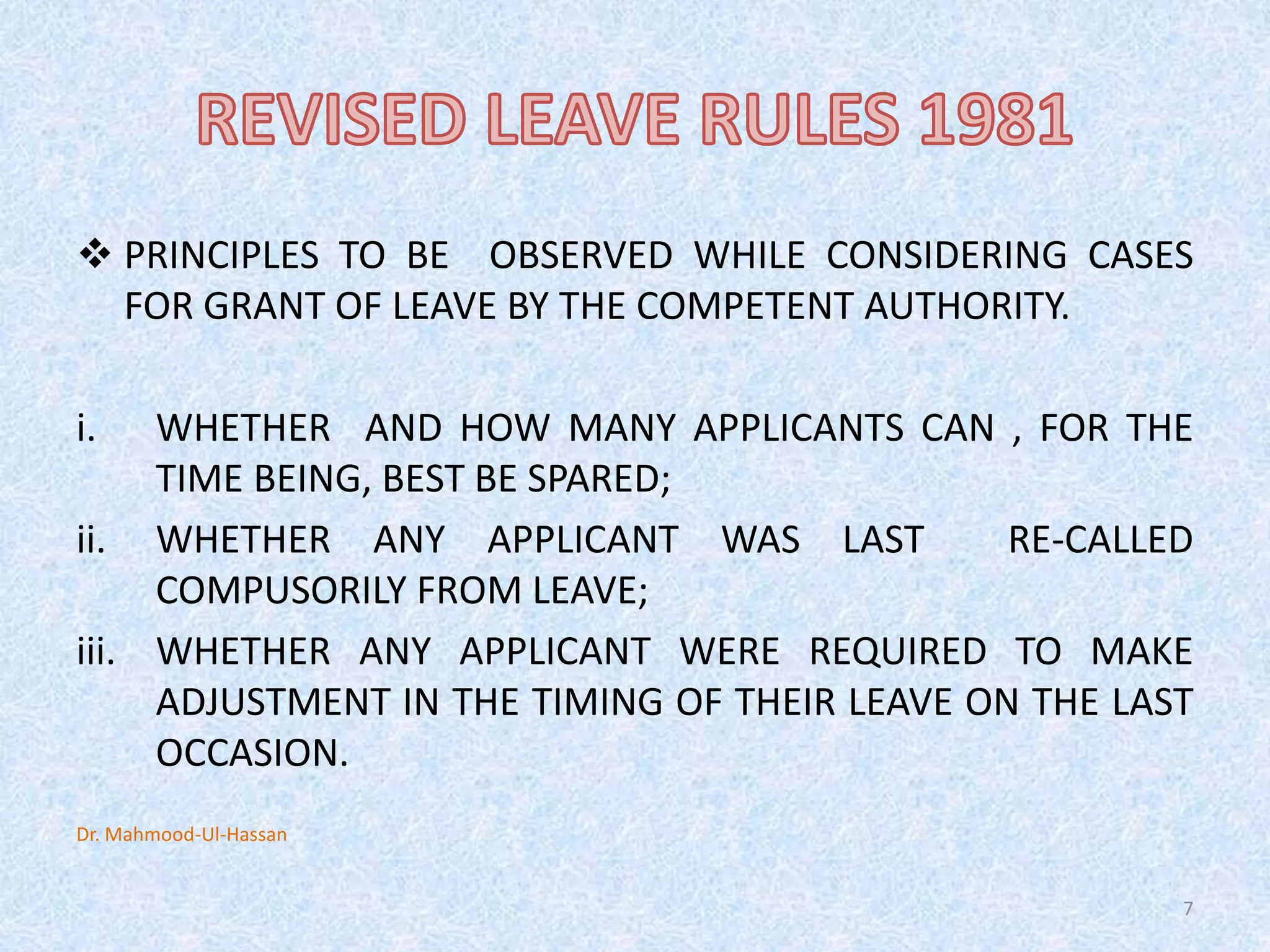 Revised leave rules1981 final | PPTX