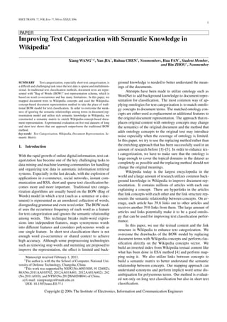Improving Text Categorization with Semantic Knowledge in Wikipedia | PDF