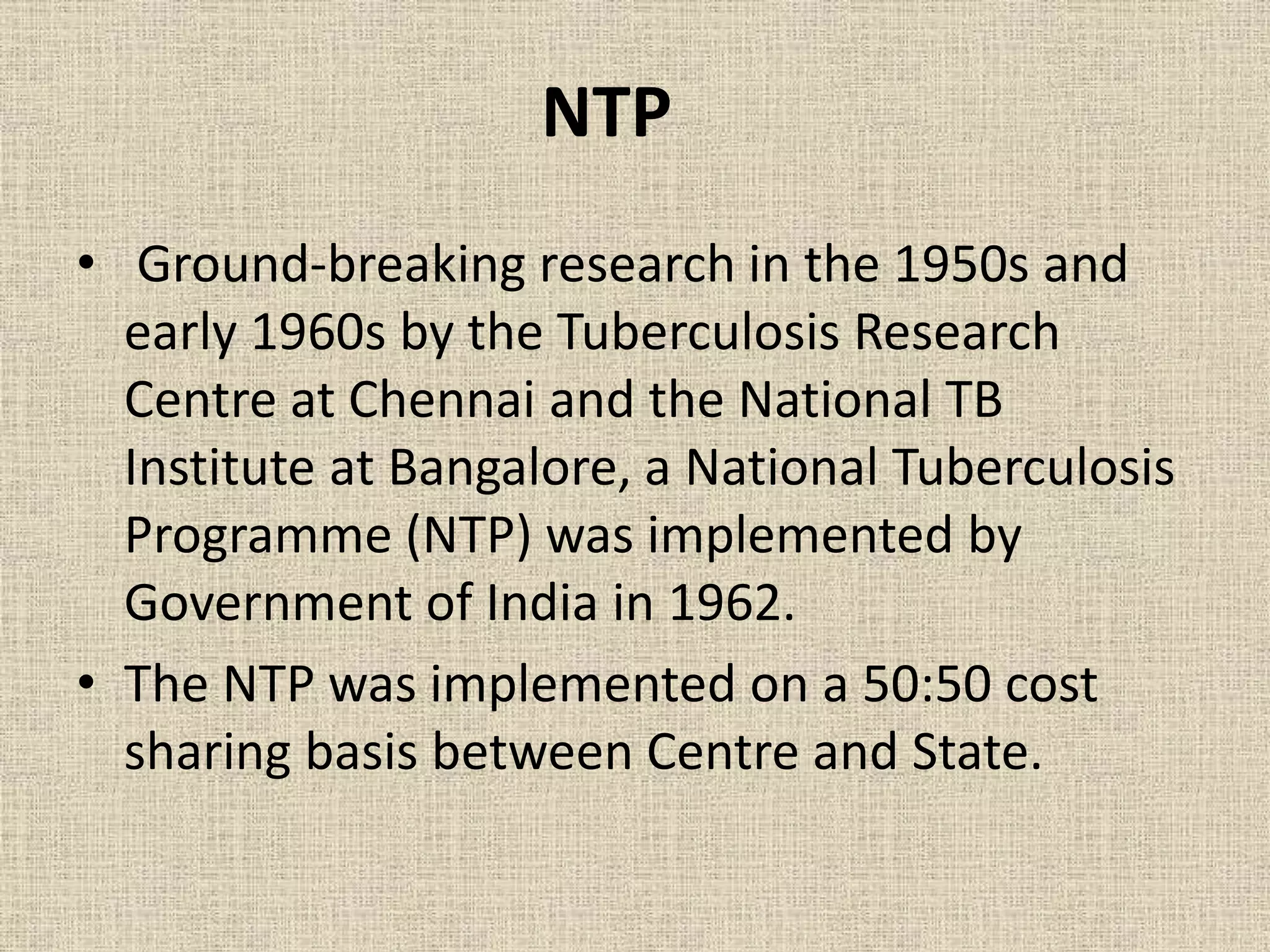Revised national tuberculosis control programme | PPTX