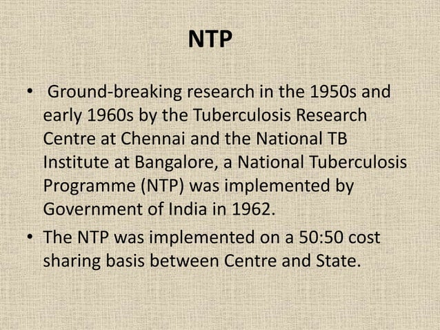 Revised national tuberculosis control programme | PPTX