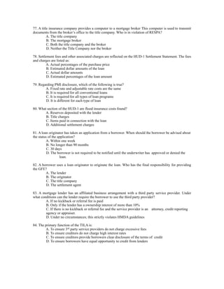 NMLS Test 6 | PDF | Home Financing | Personal Debt