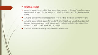 How to write an ideal Rubric presentation | PPTX