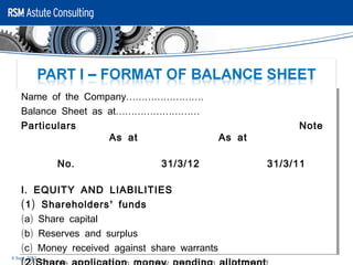 Balance Sheet Format Schedule 6