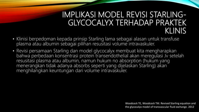 Revised Starling Equation and The Endothelial Glycocalyx (snf_akbar) | PPT