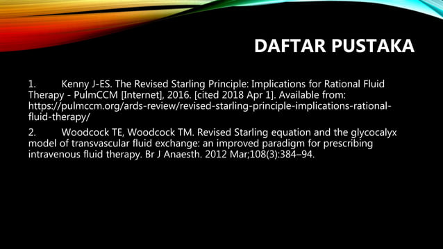 Revised Starling Equation and The Endothelial Glycocalyx (snf_akbar) | PPT