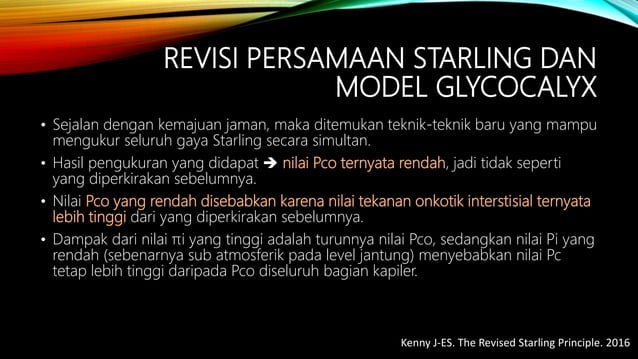 Revised Starling Equation and The Endothelial Glycocalyx (snf_akbar) | PPT