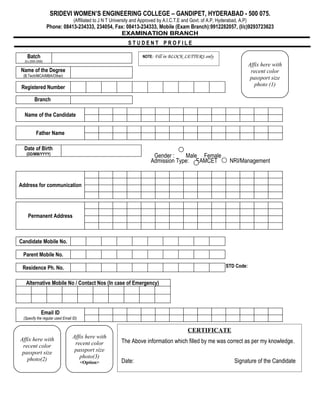 Revised student profile format | DOC