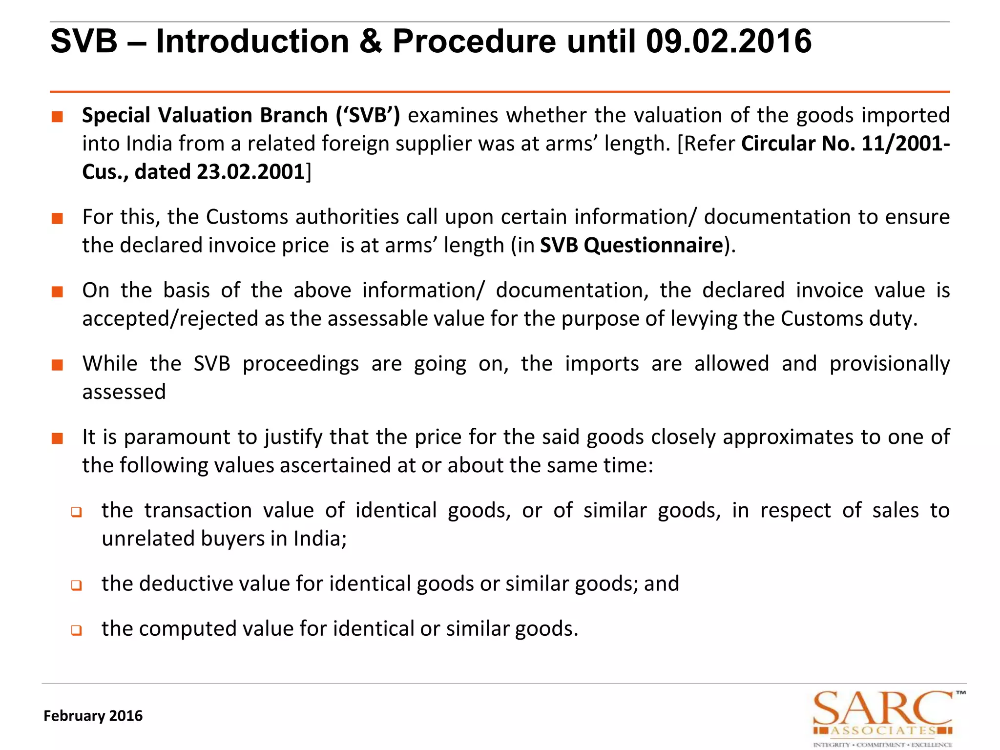 Importing Goods from Related Parties - Revised SVB Procedure | PPTX