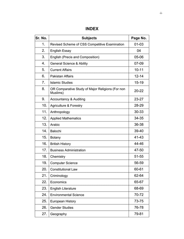 FPSC : " REVISED SYLLABI FOR CSS COMPETITIVE EXAMINATION, CE-2016 " | PDF