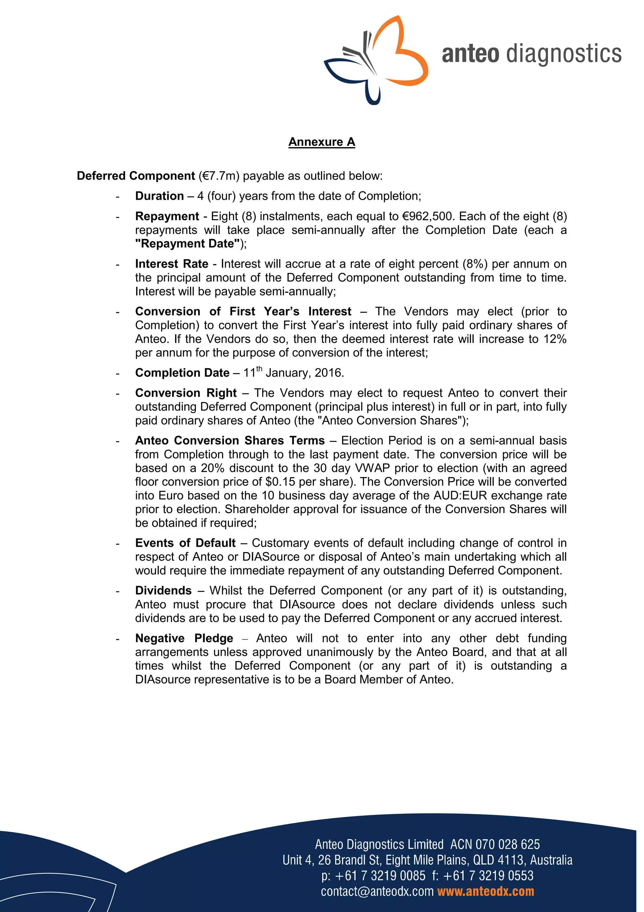 Anteo Diagnostics acquires Diasource | PDF