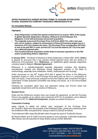 Anteo Diagnostics acquires Diasource | PDF