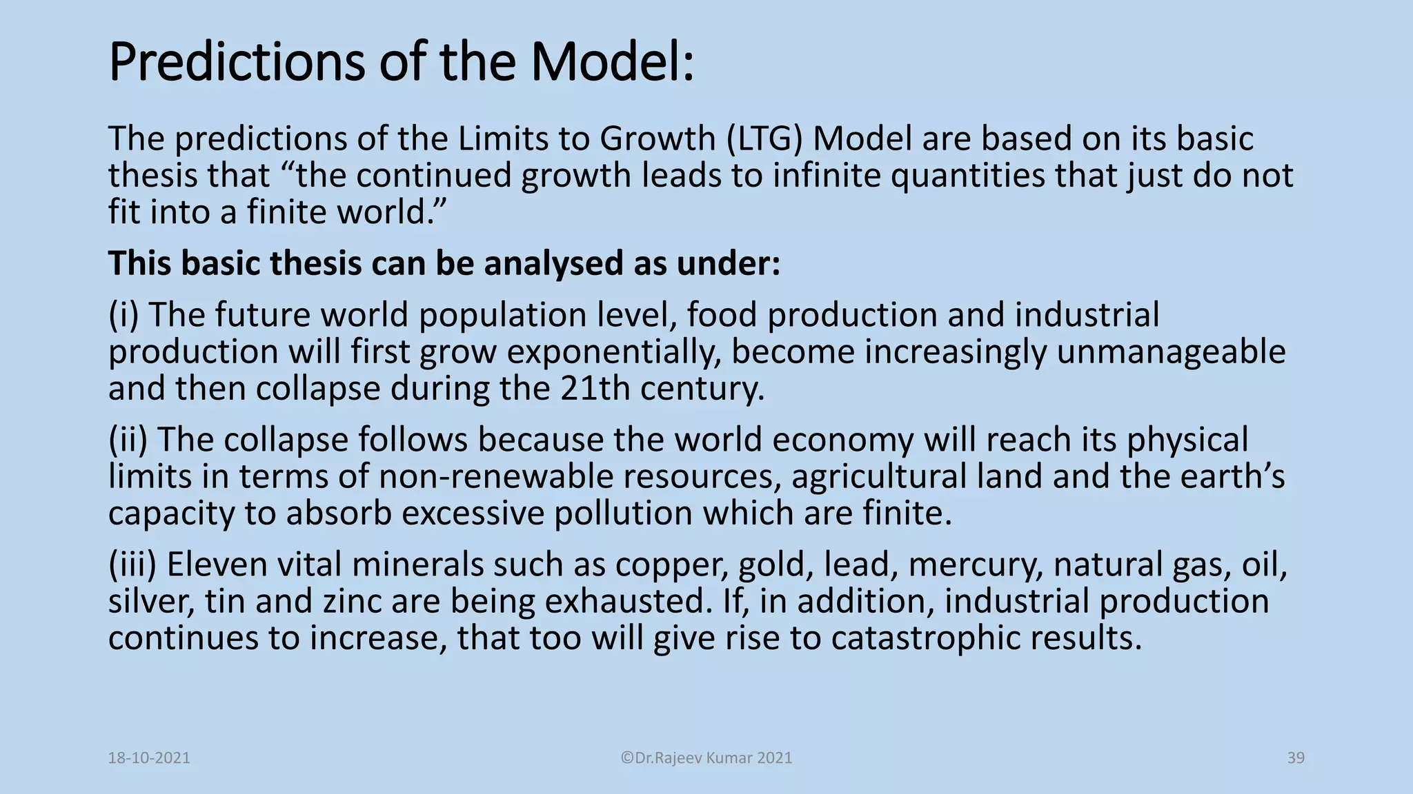 Revised understanding predictive models limit to growth model | PPT