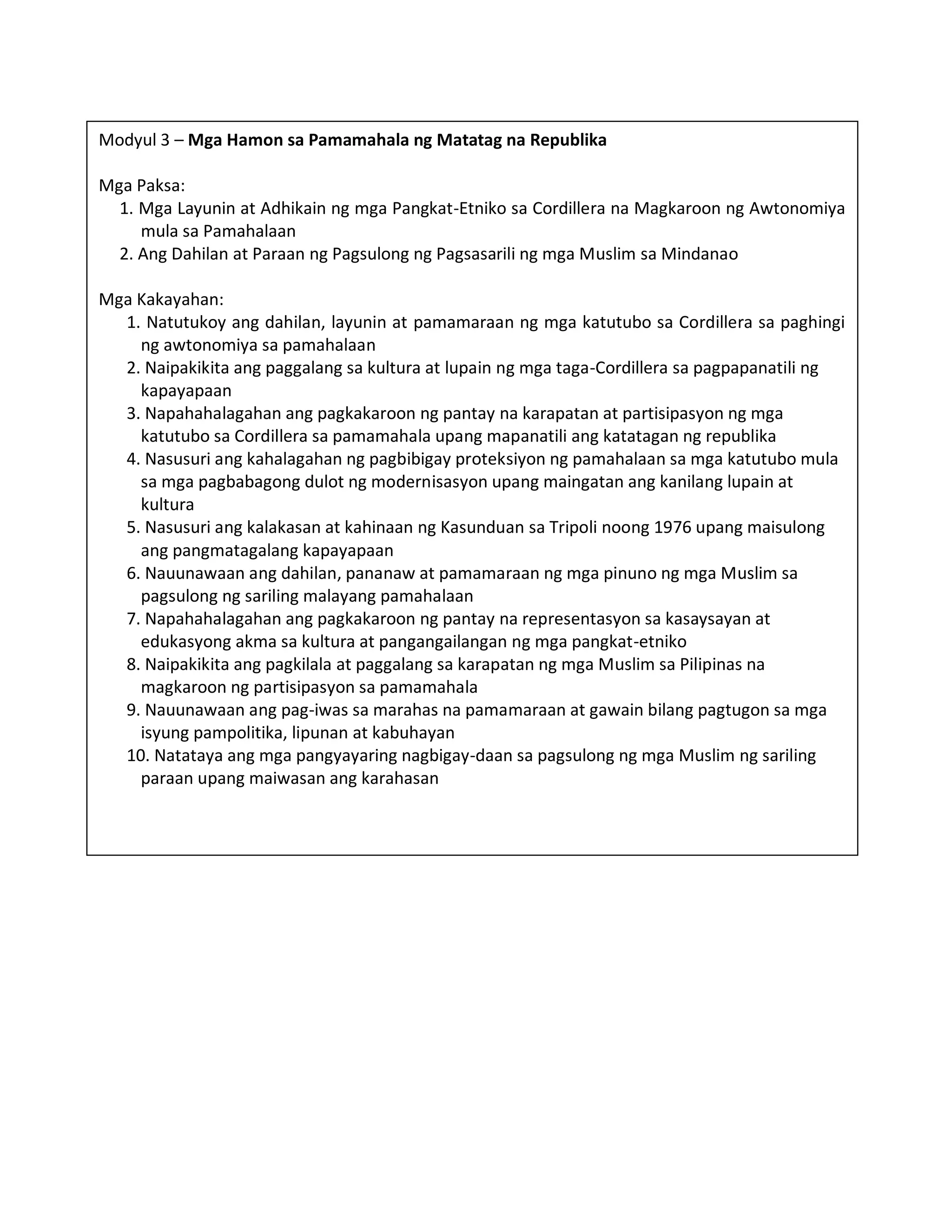 K TO 12 GRADE 7 REVISED LEARNING MODULE 3 IN ARALING PANLIPUNAN | PDF