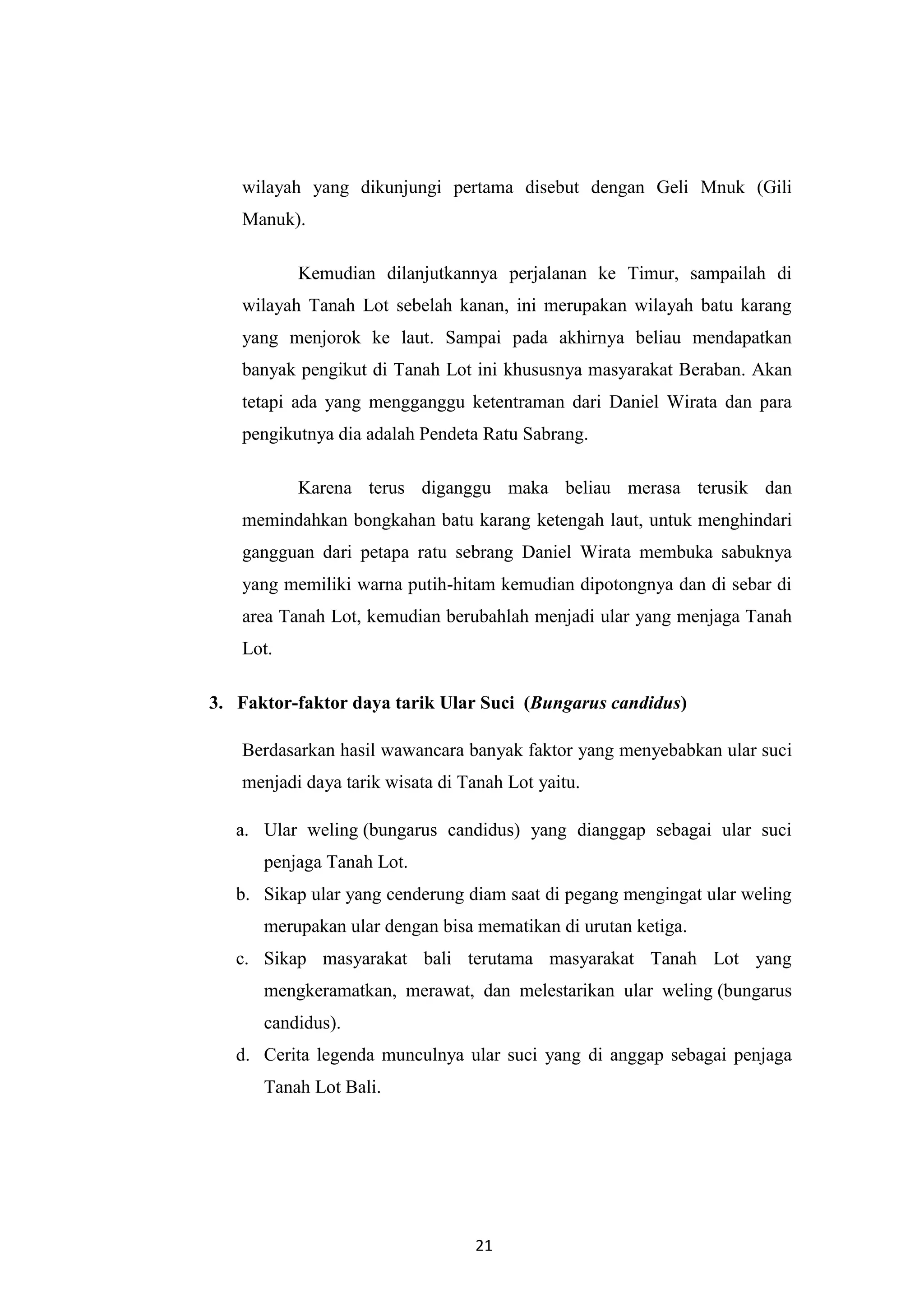 KARYA ILMIAH ULAR SUCI (Bungarus candidus) SEBAGAI DAYA TARIK WISATA DI ...